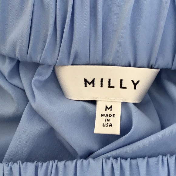 Milly | Tops | Milly Off The Shoulder Blue Poplin Top | Poshmark
